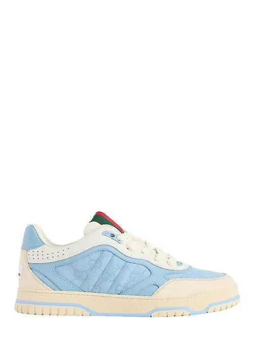 Gucci Re-web Gg Canvas And Leather Low-top Trainers - Ivory Pale Blue