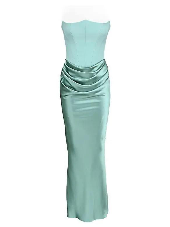 House Of Cb Persephone Corset Woven Maxi Dress - Jade