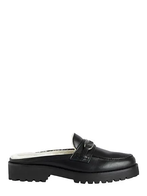 Zadig&Voltaire Shearling-lined Backless Leather Loafers - Noir
