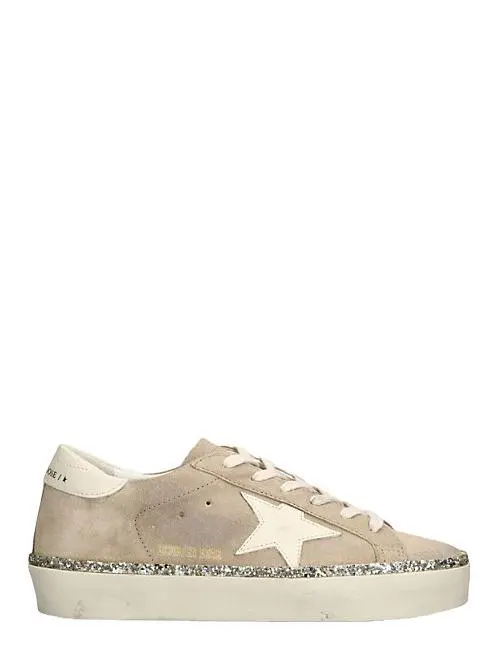 GOLDEN GOOSE Hi Star Glitter-embellished Suede Low-top Trainers - Beige Comb