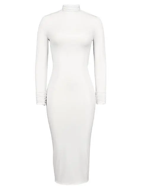 MISTRESS ROCKS High-neck Open-back Stretch-jersey Midi Dress - White