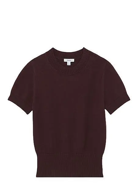REISS Anita Short-sleeve Top - Burgundy