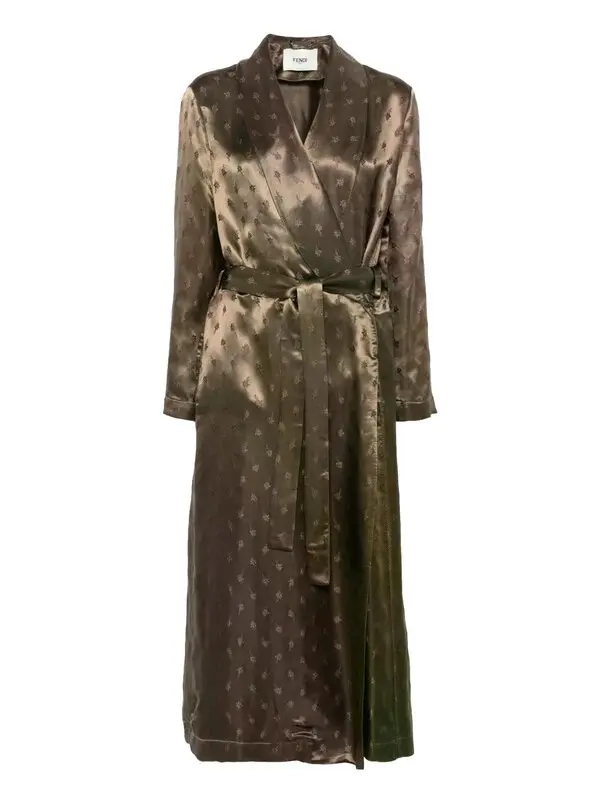 Fendi Jacquard Overcoat - Brown