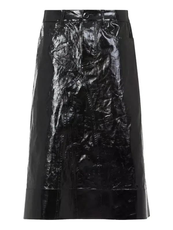 JIL SANDER Linen Midi Skirt - Black