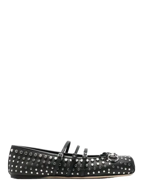 Gucci Stud-embellished Ballet Flats - Black