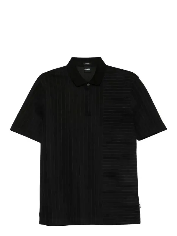 BOSS Mixed-stripes Polo Shirt - Black