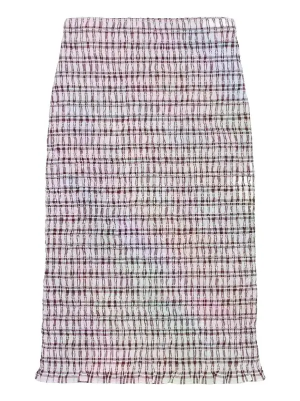 Prada Checked Cotton Midi Skirt - Pink