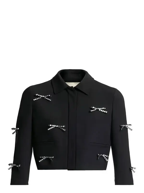 Elie Saab Bow-embellished Cropped Jacket - Black