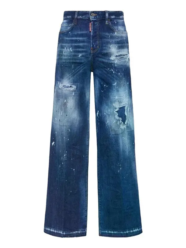 Dsquared2 Ripped Wide-leg Jeans - Blue