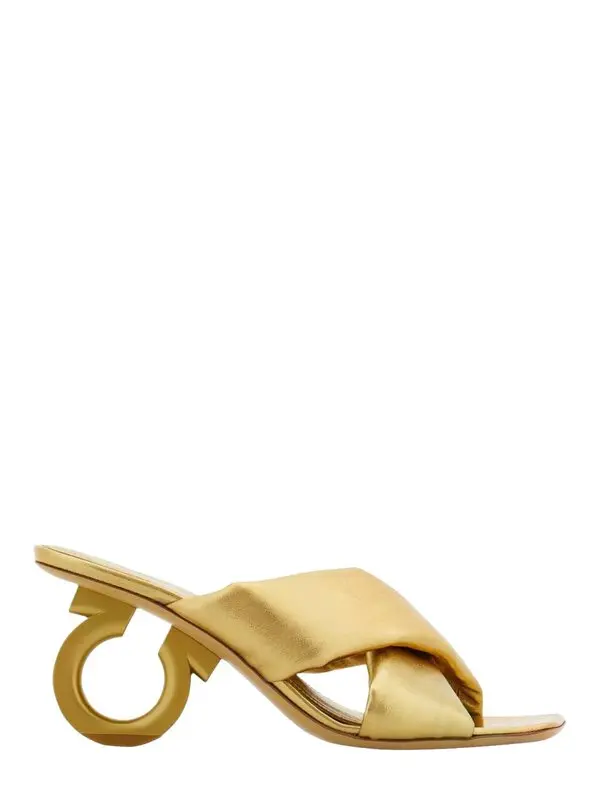 FERRAGAMO Gancini-heel Padded Sandals - Gold