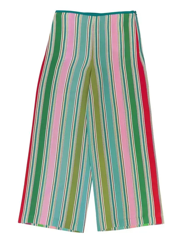 Loro Piana Multicolour Silk Wide-leg Pants - Green