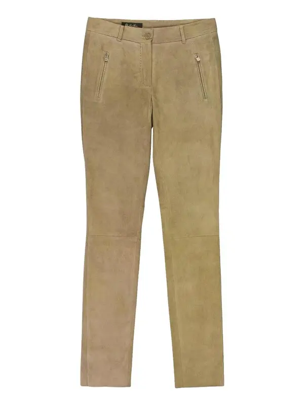 Loro Piana Leather Skinny Trousers - Neutrals
