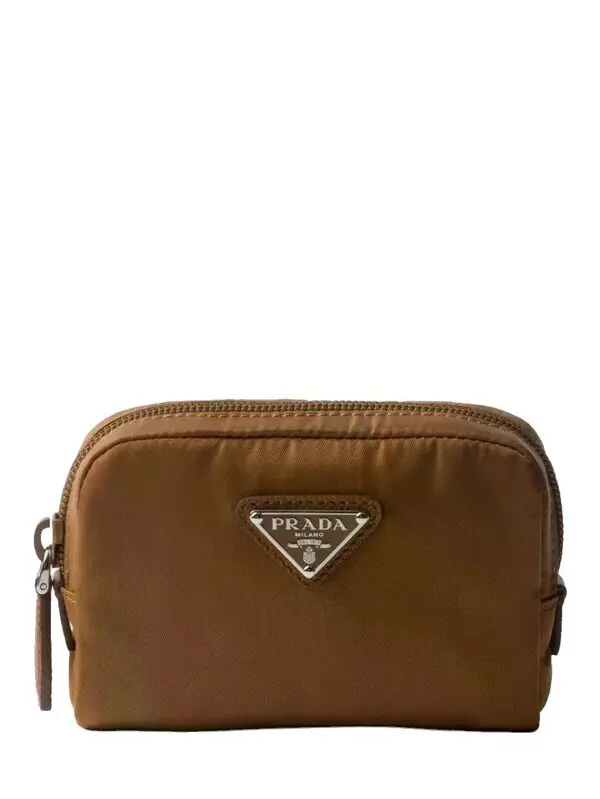 Prada Logo-plaque Make Up Bag - Brown