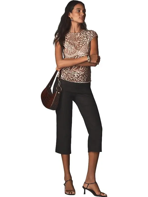 REFORMATION Petra Linen Pedal Pusher Pants - Black