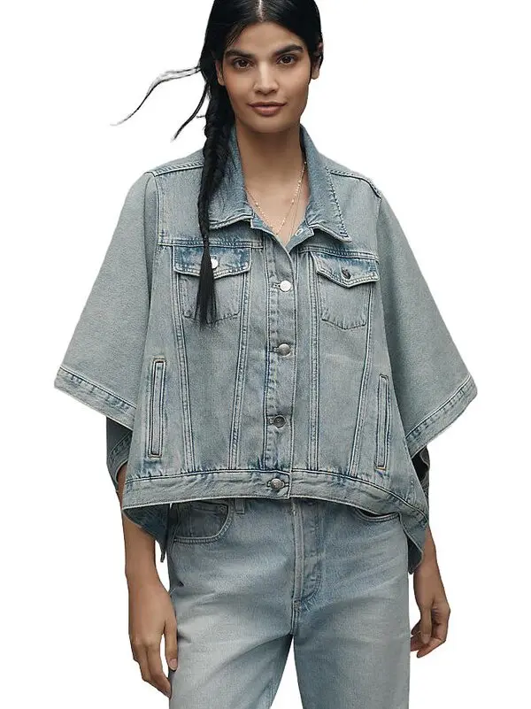 PILCRO The Weston Cape Denim Boyfriend Jacket - Light Denim