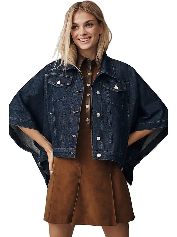 PILCRO Cape Denim Boyfriend Jacket - Rinsed Denim