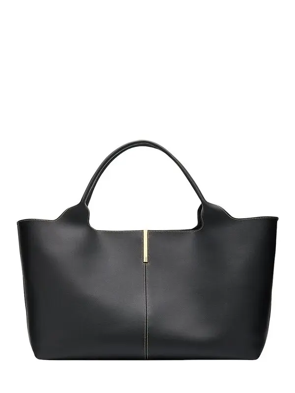 TOD'S Leather Shopping Tote Bag - Nero
