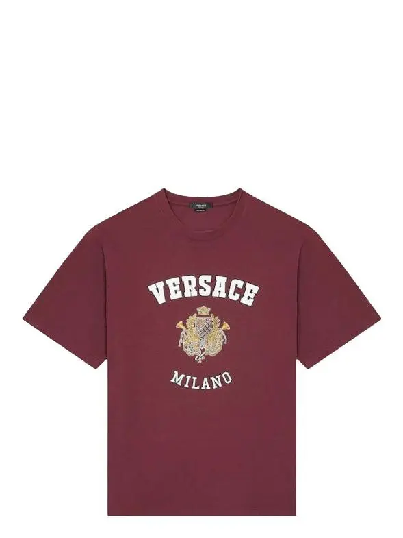Versace Bordeaux Milano College Tee Shirt - Purple
