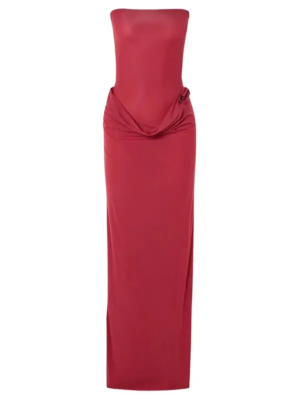 MAYGEL CORONEL Campano Strapless Appliquéd Maxi Dress - Red