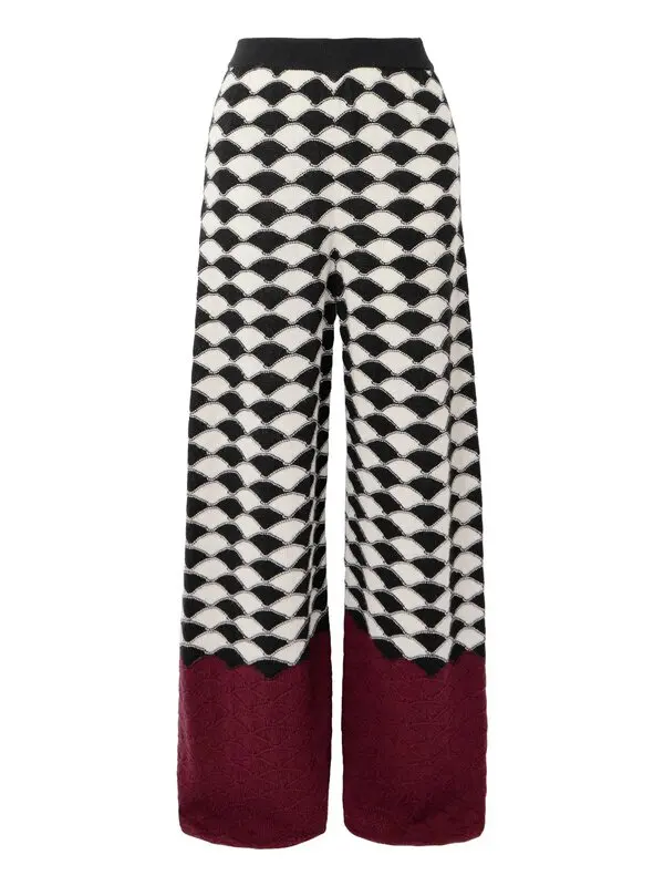 La DoubleJ Wool-jacquard Wide-leg Pants - White
