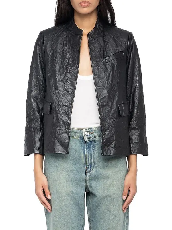 Zadig&Voltaire Veryn Cuir Froisse Leather Jacket - Black