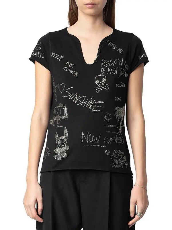 Zadig&Voltaire Tunisien Rhinestone Tee - Black