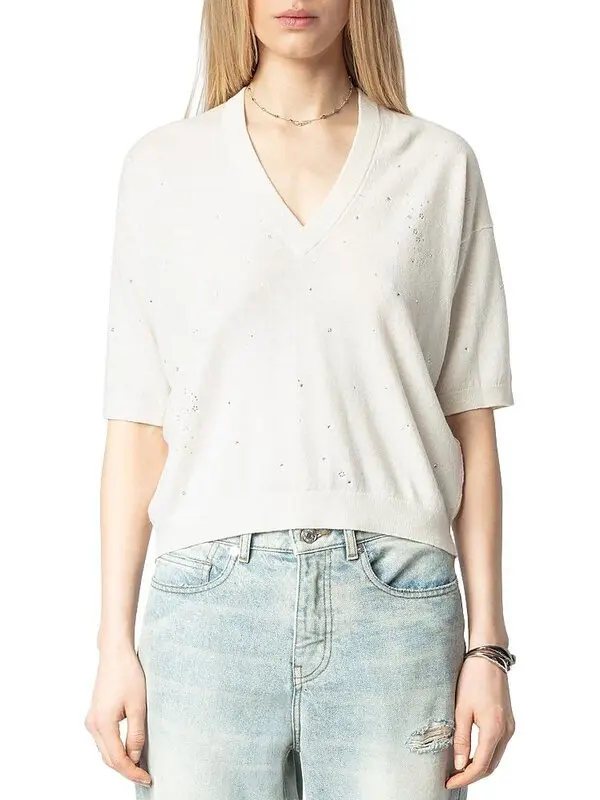 Zadig&Voltaire Wully Lico V-neck Sweater - Ecru