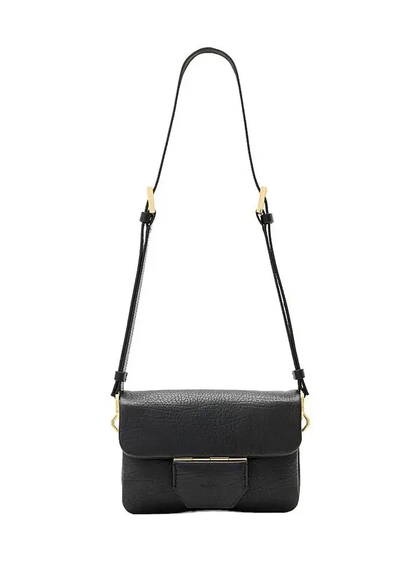 ALLSAINTS Jupiter Grain Leather Crossbody Bag - Black