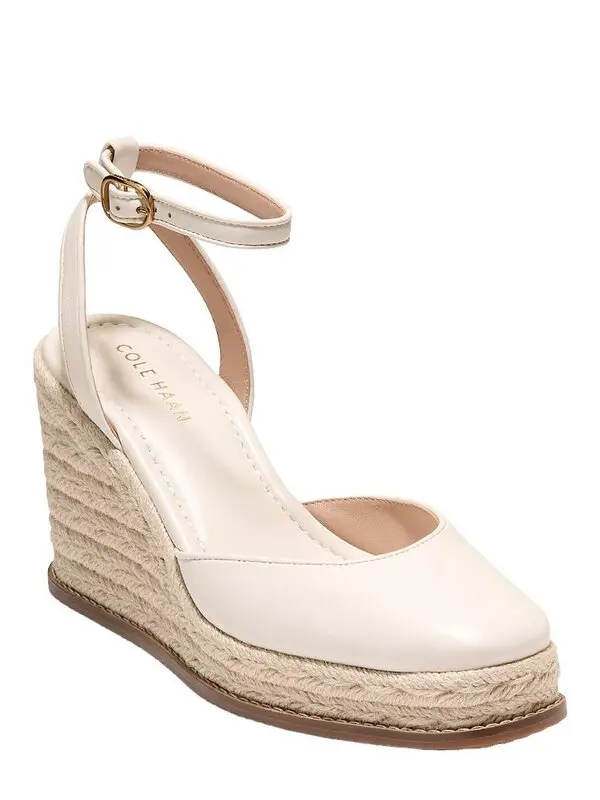 Cole Haan Kyra Espadrille Wedge Pumps - Ivory Leather