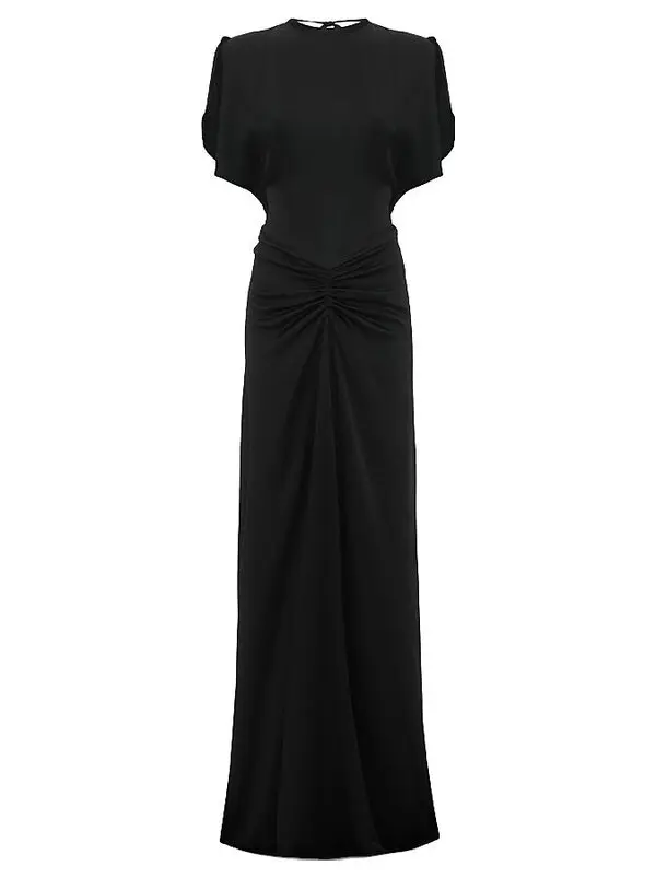 Victoria Beckham Gathered Waist Gown - Black