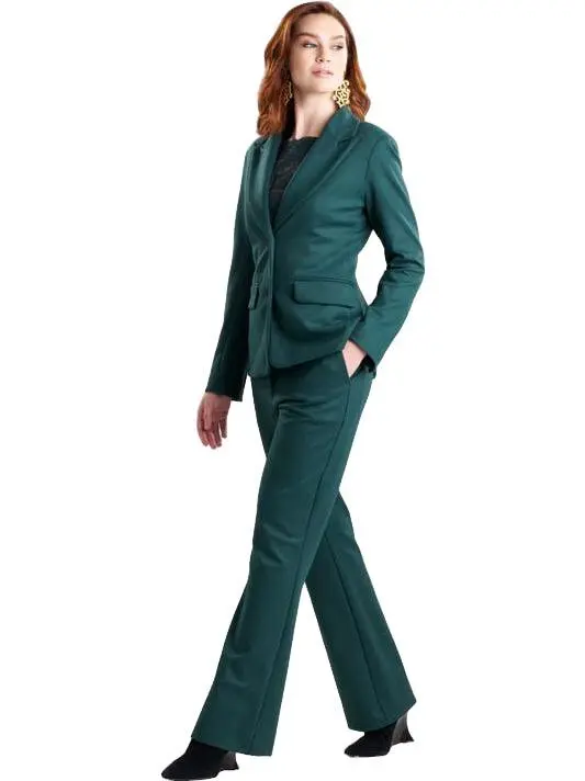 Natori Double Jersey Two Button Peak Lapel Blazer - Bottle Green