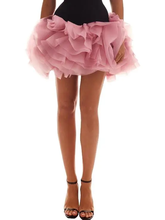 MILLA Organza Floral Mini Skirt - Pink