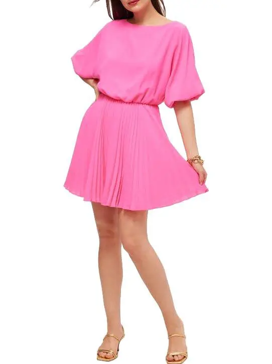 Trina Turk Pleated Triples Mini Dress - Love All Pink
