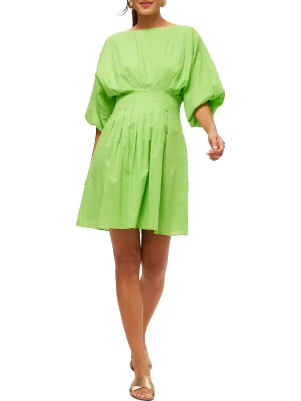 Trina Turk Gian Pleated A-line Dress - Serene Green