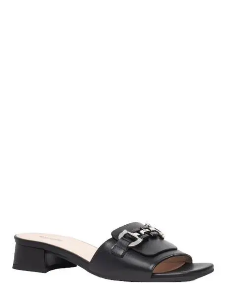 NEROGIARDINI Bit Leather Slide Sandal - Black