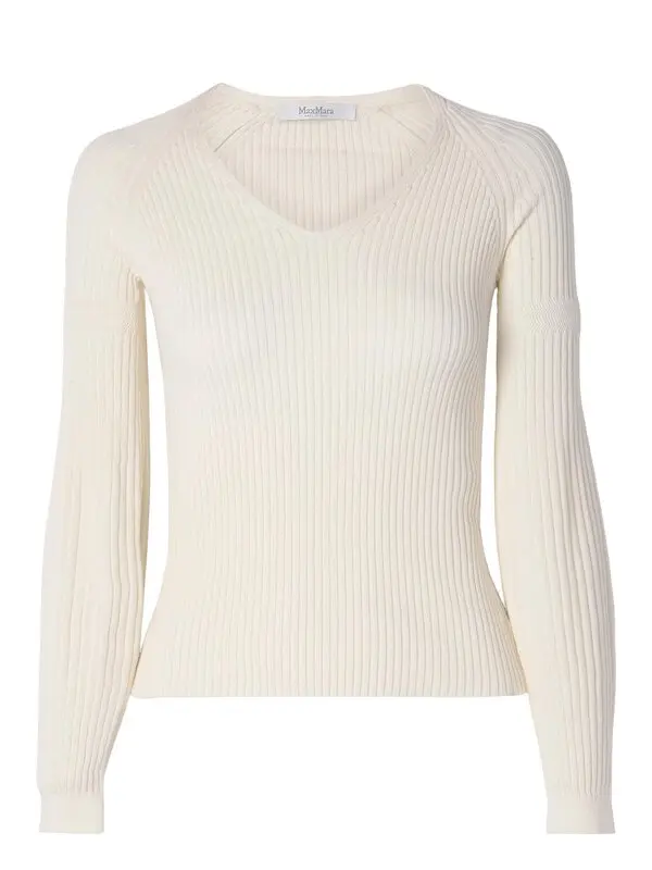 Max Mara Gioiosa Ribbed Cotton Sweater - Neutrals