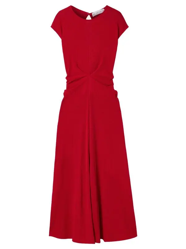 Proenza Schouler White Label Gathered Ribbed-knit Maxi Dress - Red