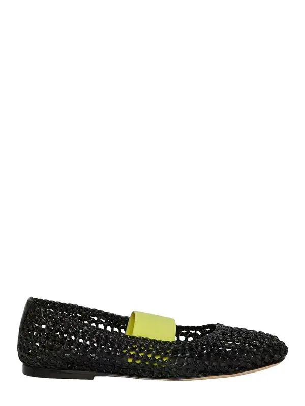 MSGM Leather Ballerina Flats - Black
