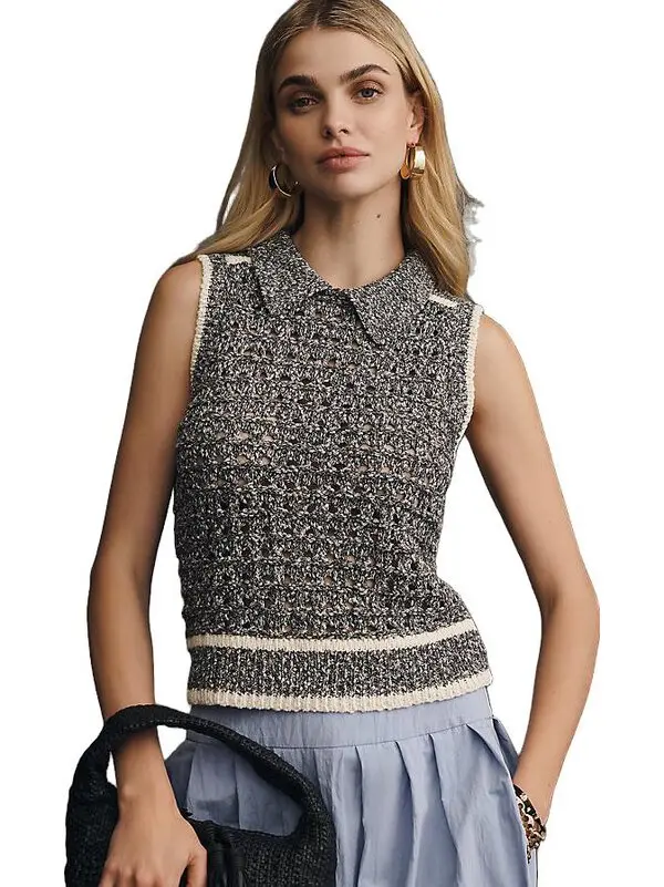Central Park West Open-knit Tank Top - Grey