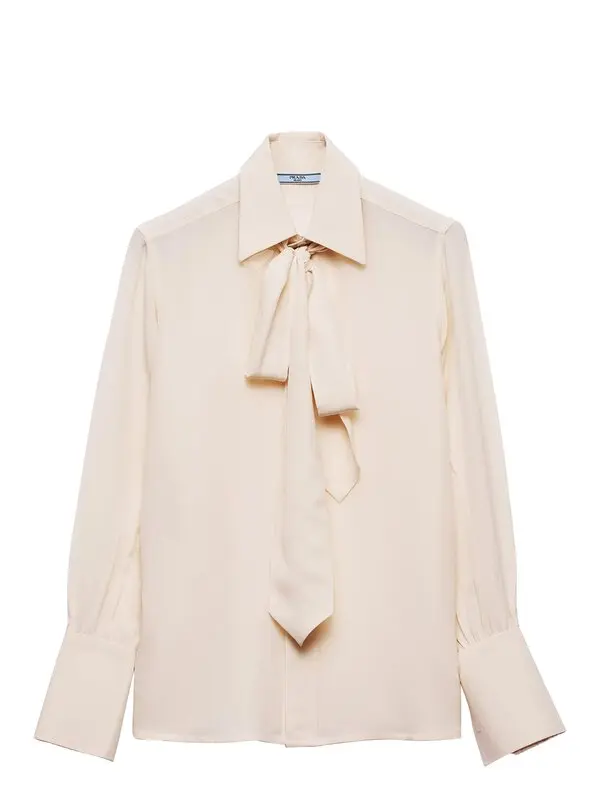 Prada Silk Marocain Blouse - Neutral