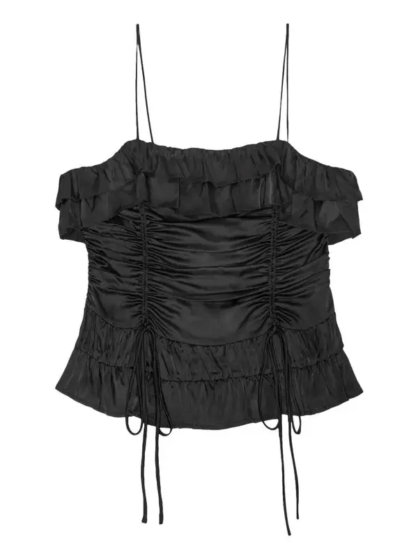 GANNI Draped Top - Black