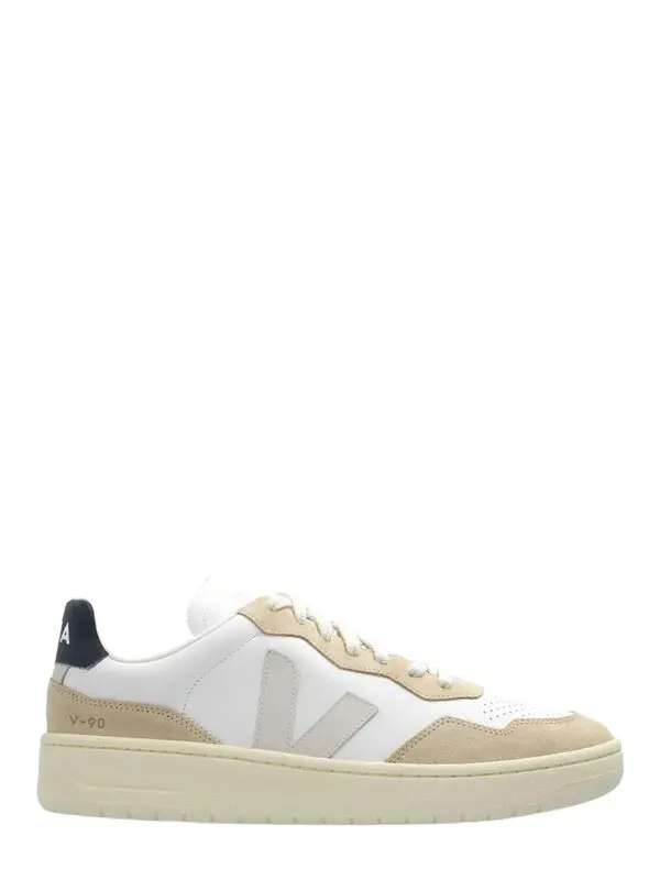 VEJA V-90 Leather Sneakers - Extra-white/pierre/nautico