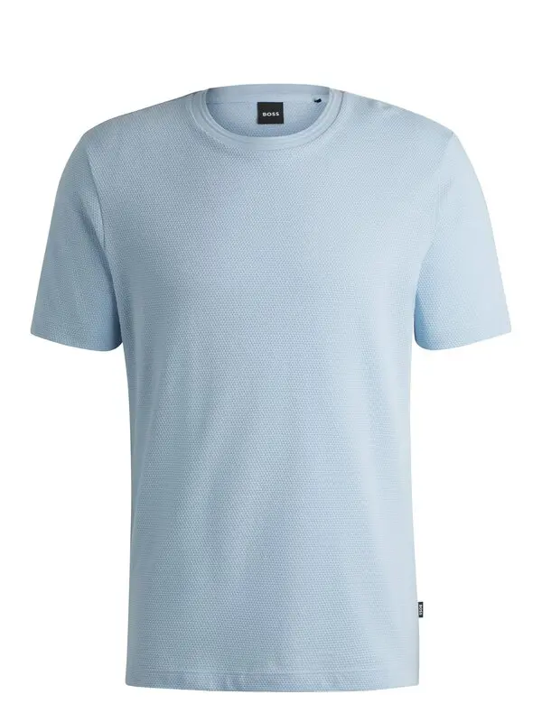 BOSS Cotton-blend Bubble-jacquard T-shirt - Blue