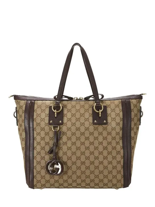 Gucci Original Gg Canvas Charm Tote - Brown