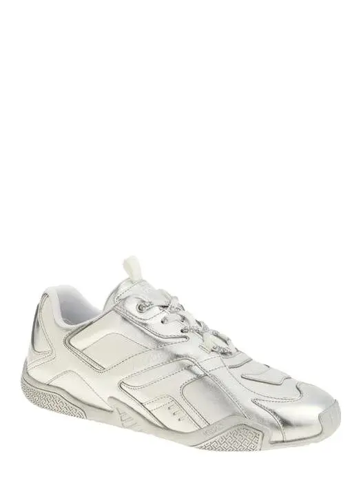 Versace Galaxia Metallic Leather Sneakers - Silver