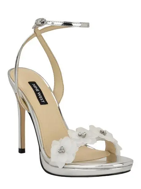 Nine West Ankle Strap Sandals - Silver