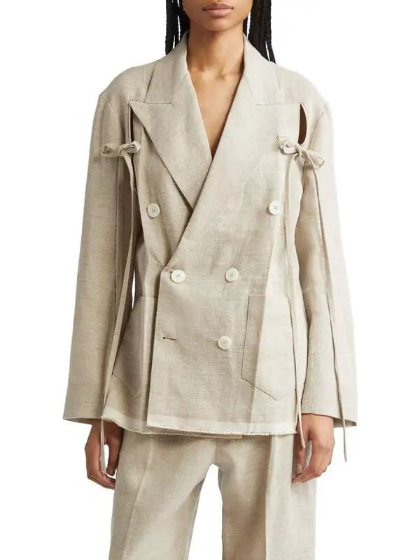 SETCHU Geisha Belted Linen Jacket - Beige