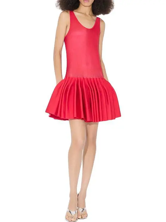 Alaïa Knit Godet Minidress - Rouge