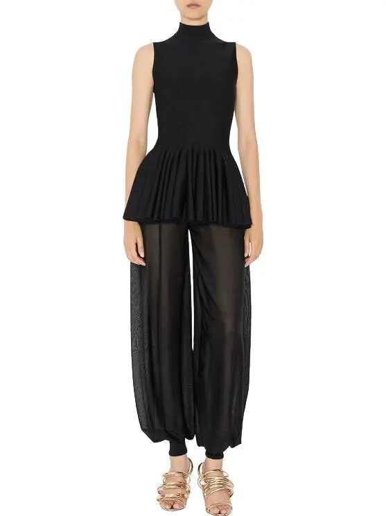 Alaïa Sheer Knit Balloon Pants - Noir Alaia