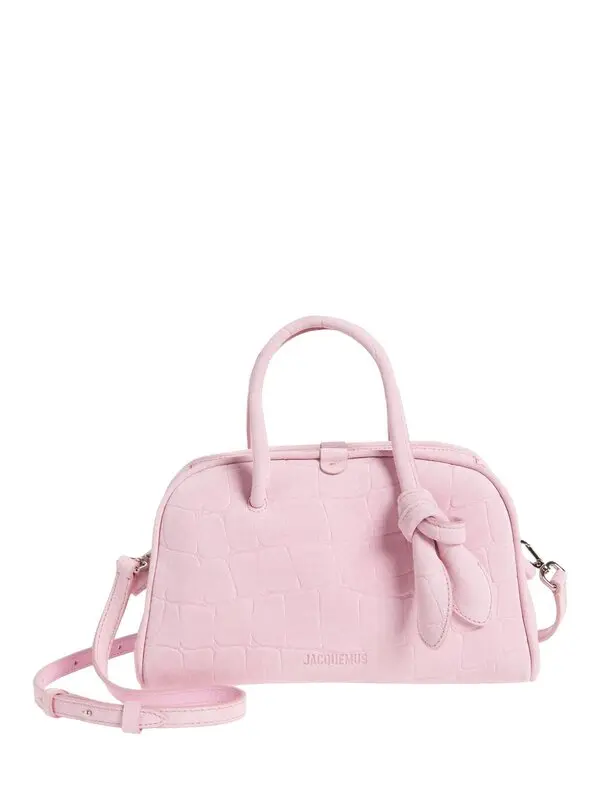 Jacquemus Le Petit Turismo Croc-embossed Suede Bowling Bag - Light Pink 410